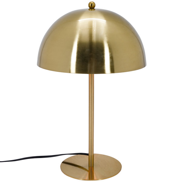 Everly Quinn Manuia Metal Dome Desk Lamp with 2 Bulb Sockets Gold Brass ...