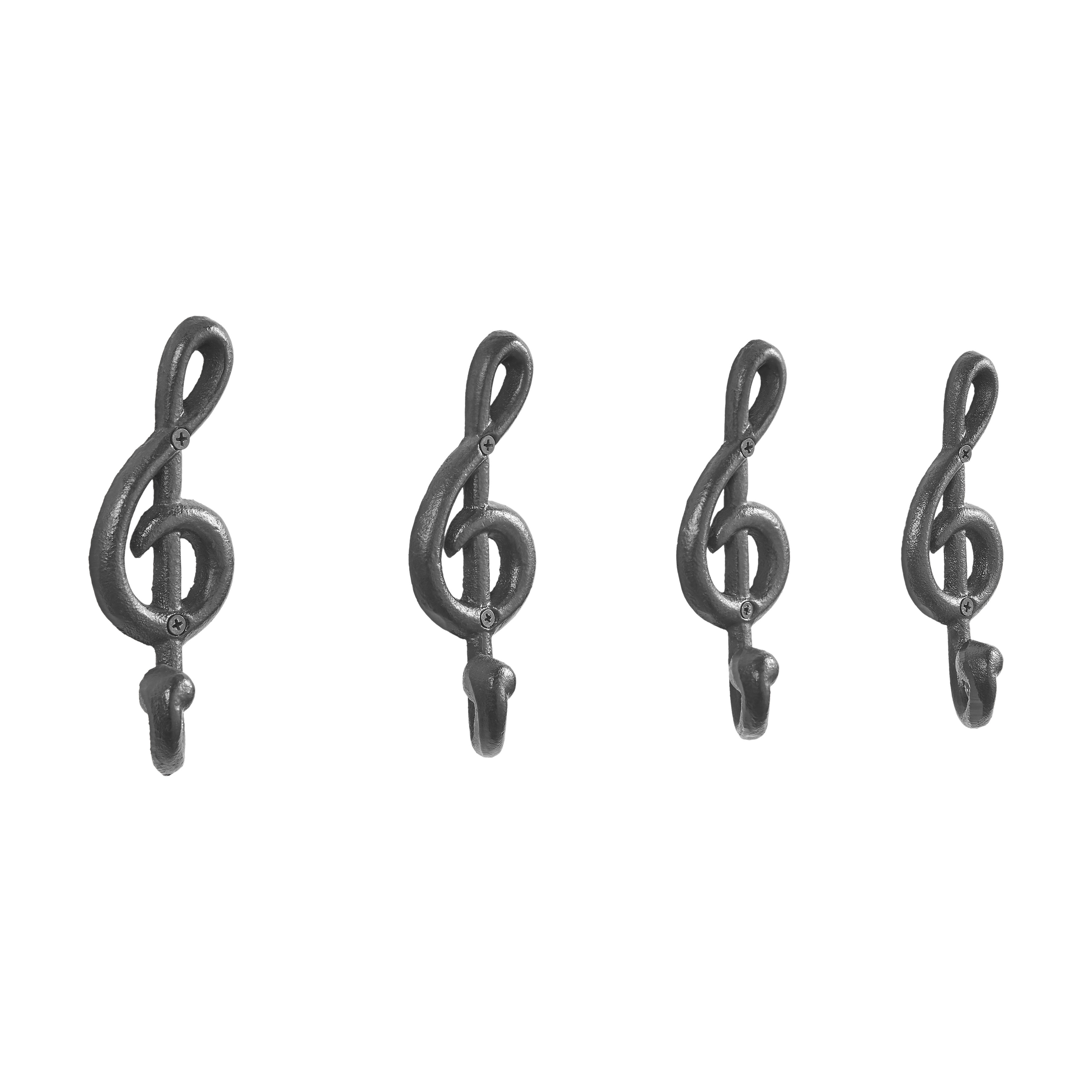 Winston Porter 4 Piece Dark Brown Cast Iron Musical Note Treble Clef ...
