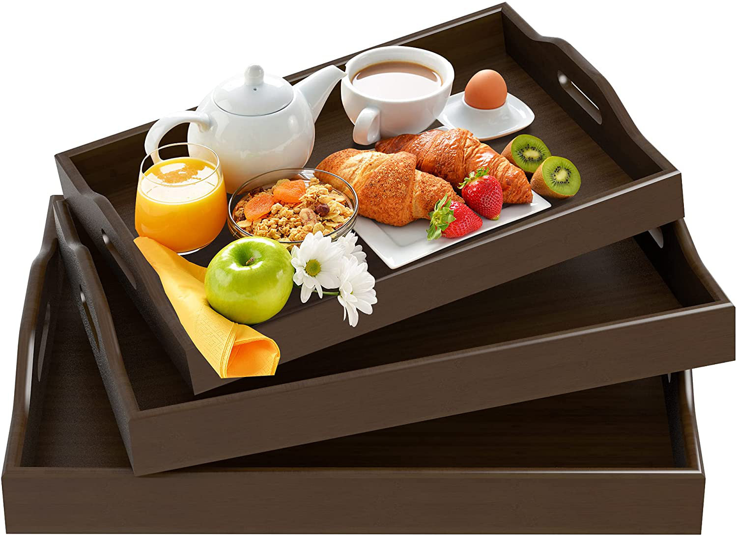 Red Barrel Studio® Bamboo 3 Piece Serving Tray Set & Reviews | Wayfair