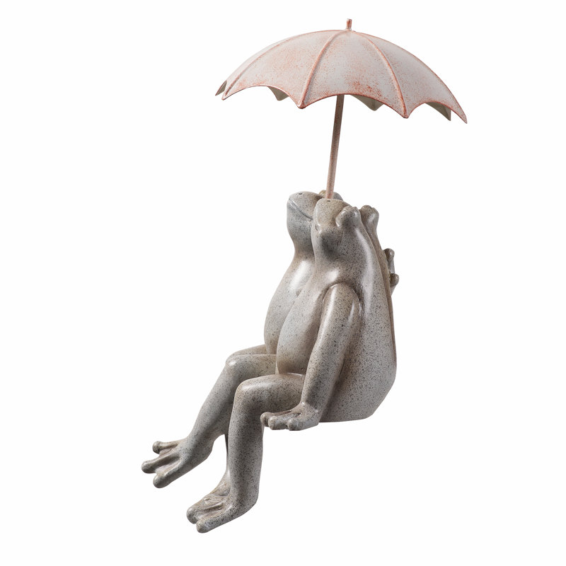 Hi-Line Gift Ltd. Sitting Couple Frogs W/Umbrella Garden Statue Yard ...