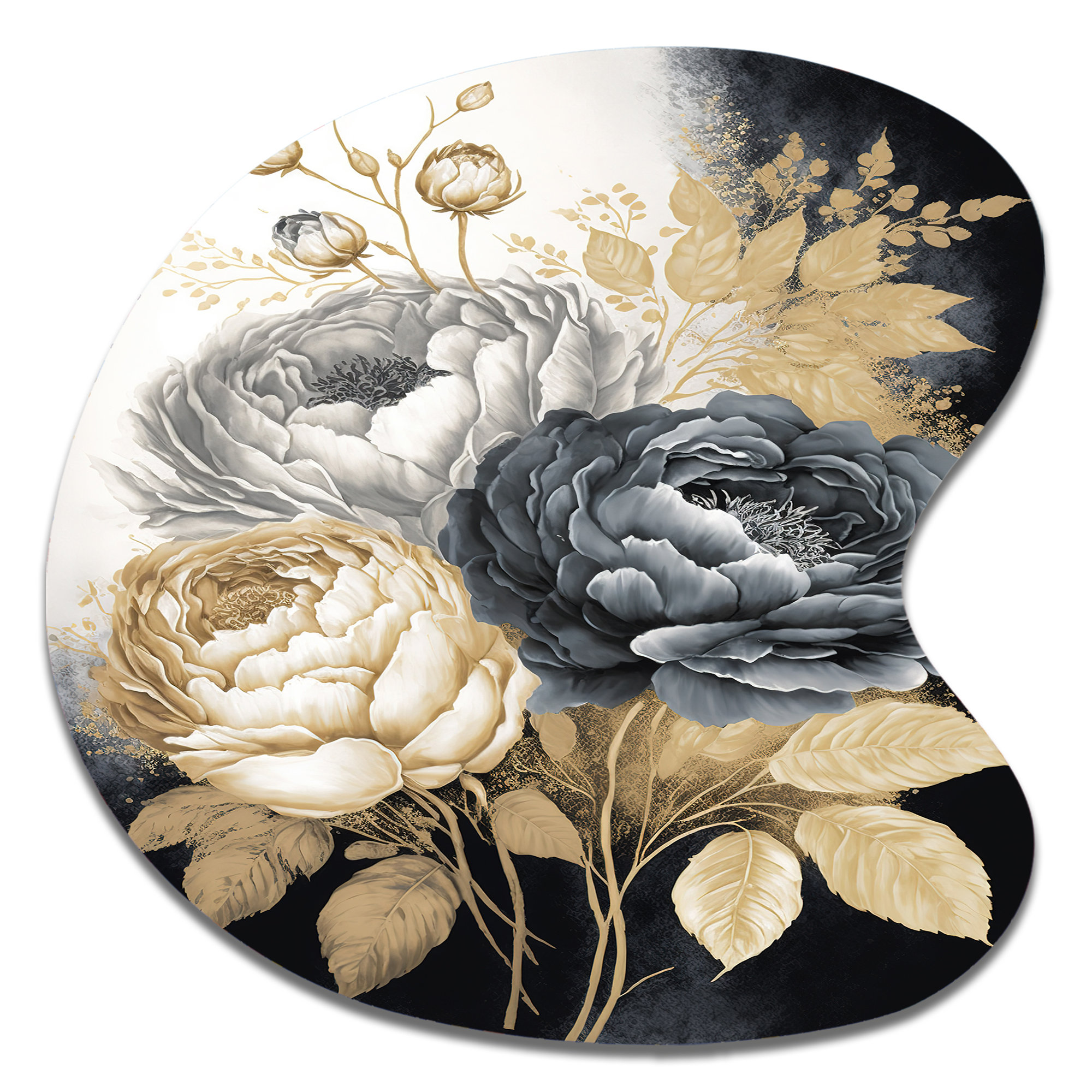 House of Hampton® White, Gold And Black Rose Bouquet II - Rose Drop ...