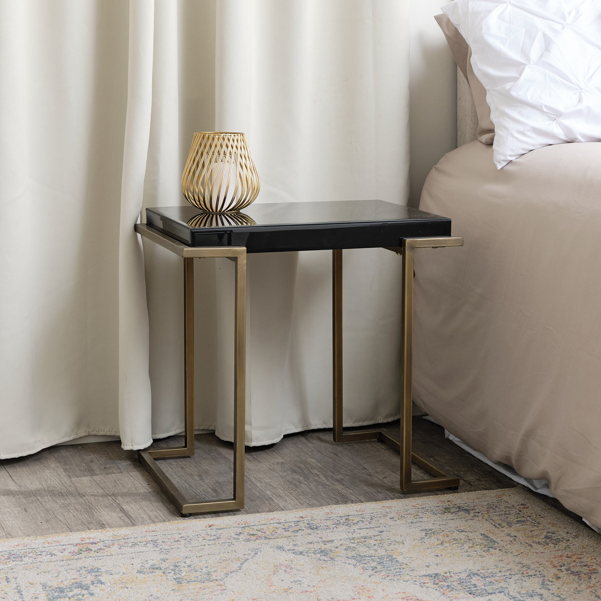 Fairmont Park Rectangular Metal Black And Gold Framed Side Table ...