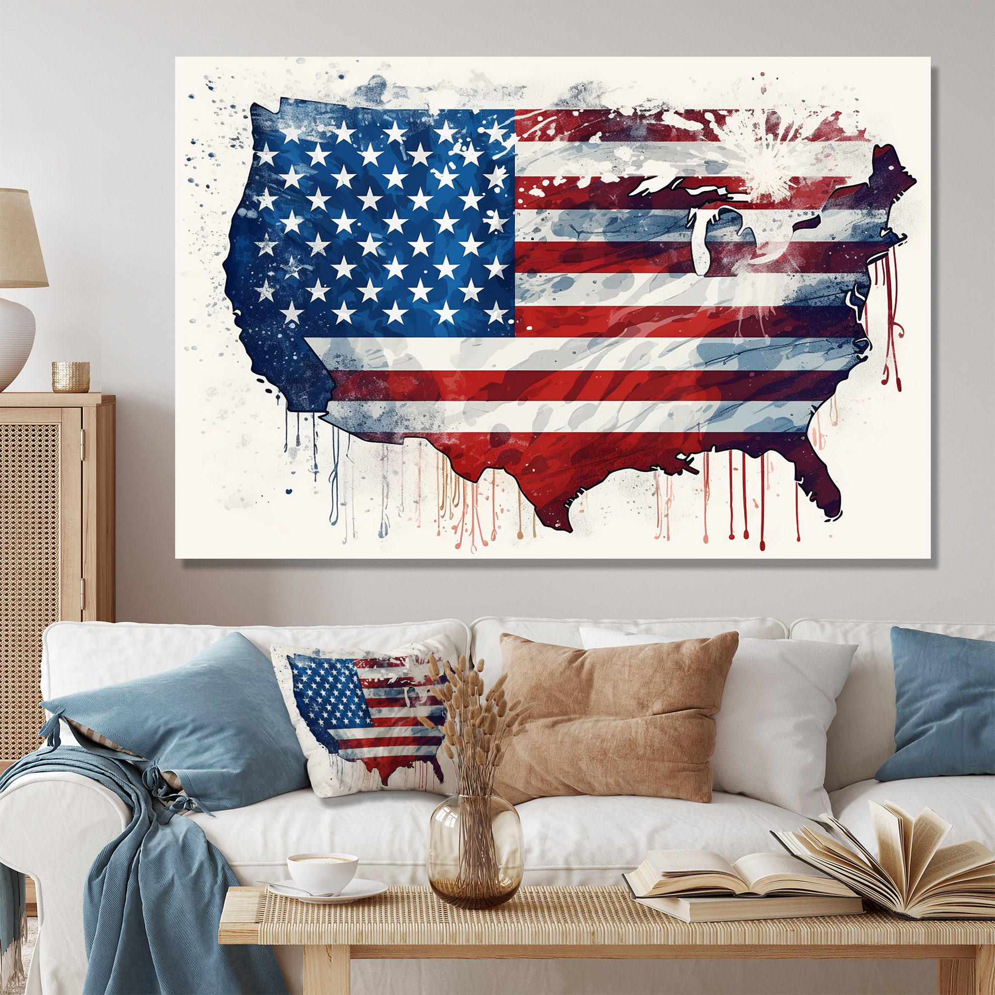 Gracie Oaks Watercolor American Flag IV - Flag Usa Wall Art | Wayfair