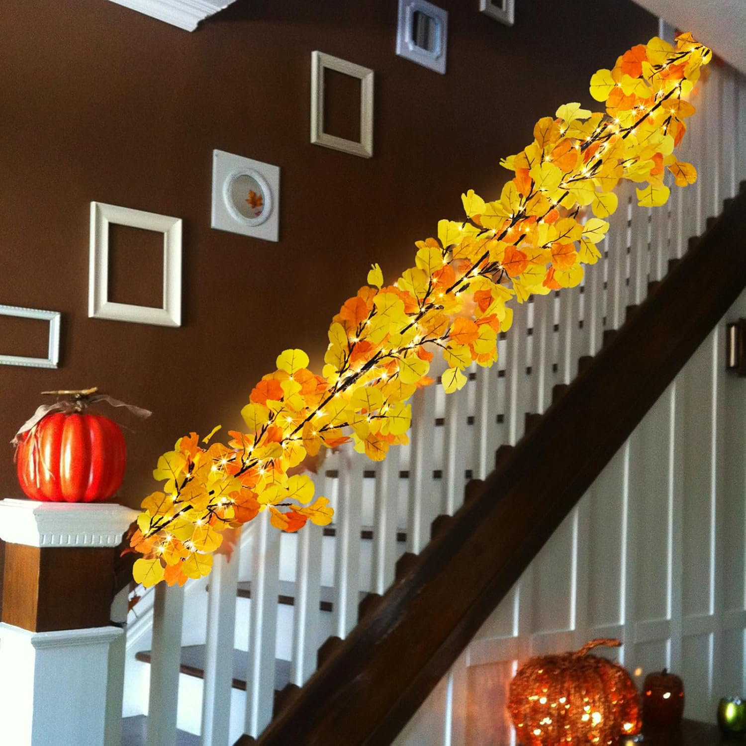 The Holiday Aisle® 6FT Lighted Fall Garland Battery Operated Fall Vine ...
