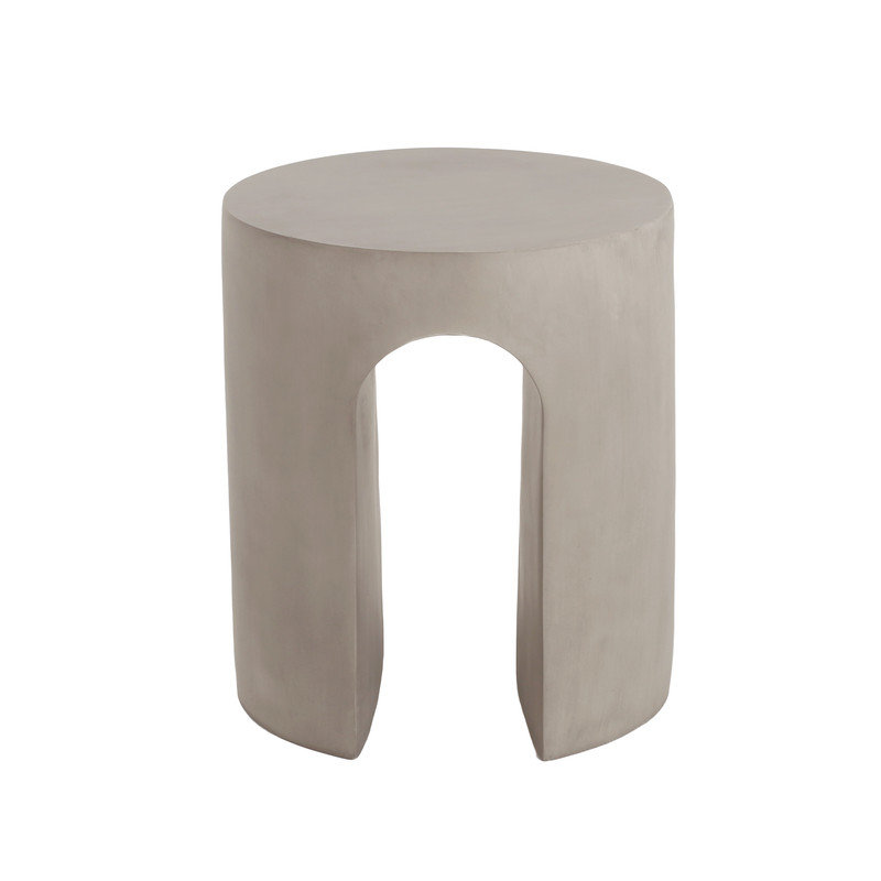 Latitude Run® Outdoor MGO Round with U-Shape Side Table, Light Grey ...
