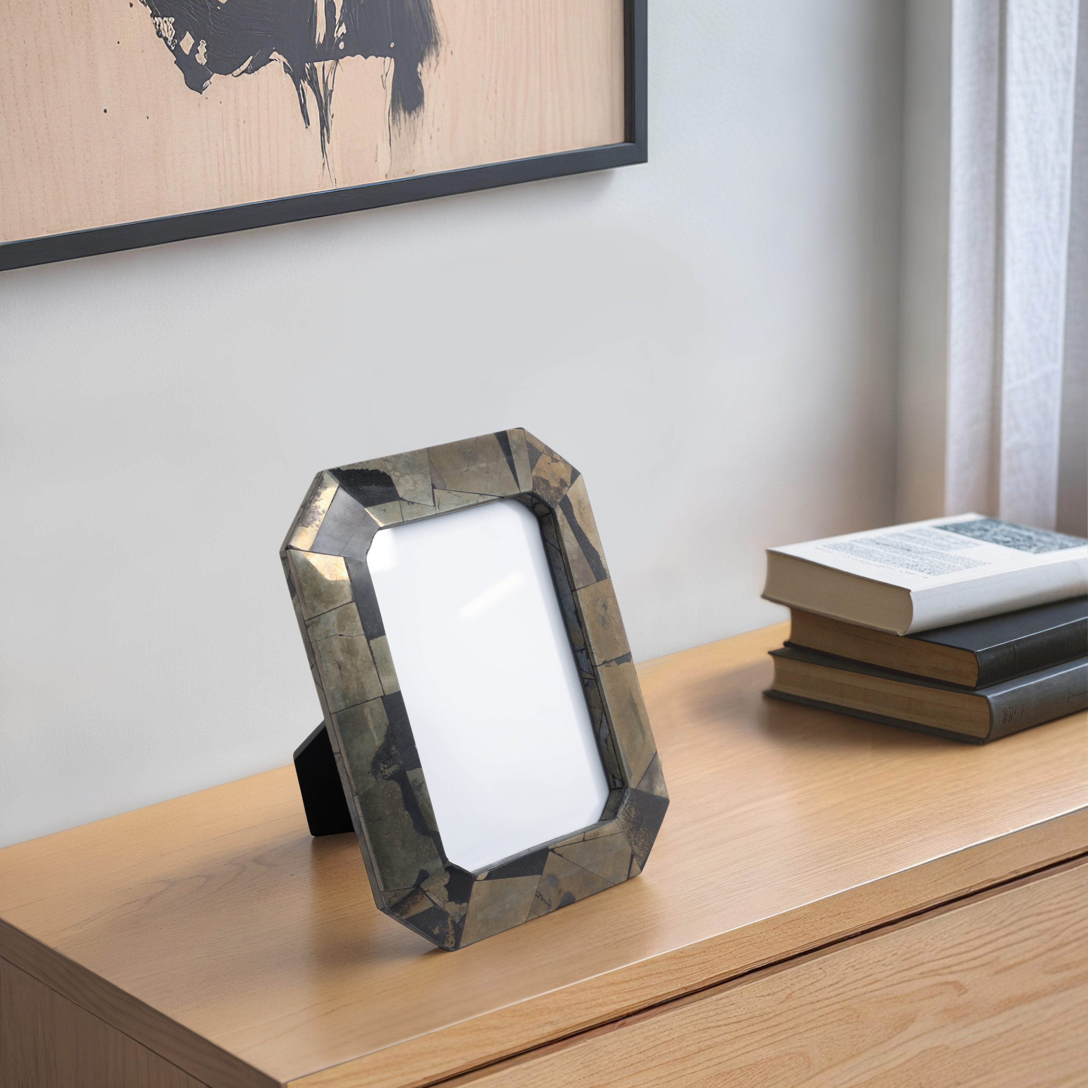 Sagebrook Home Livio Pyrite Semi-Precious Stone Photo Frame | Wayfair