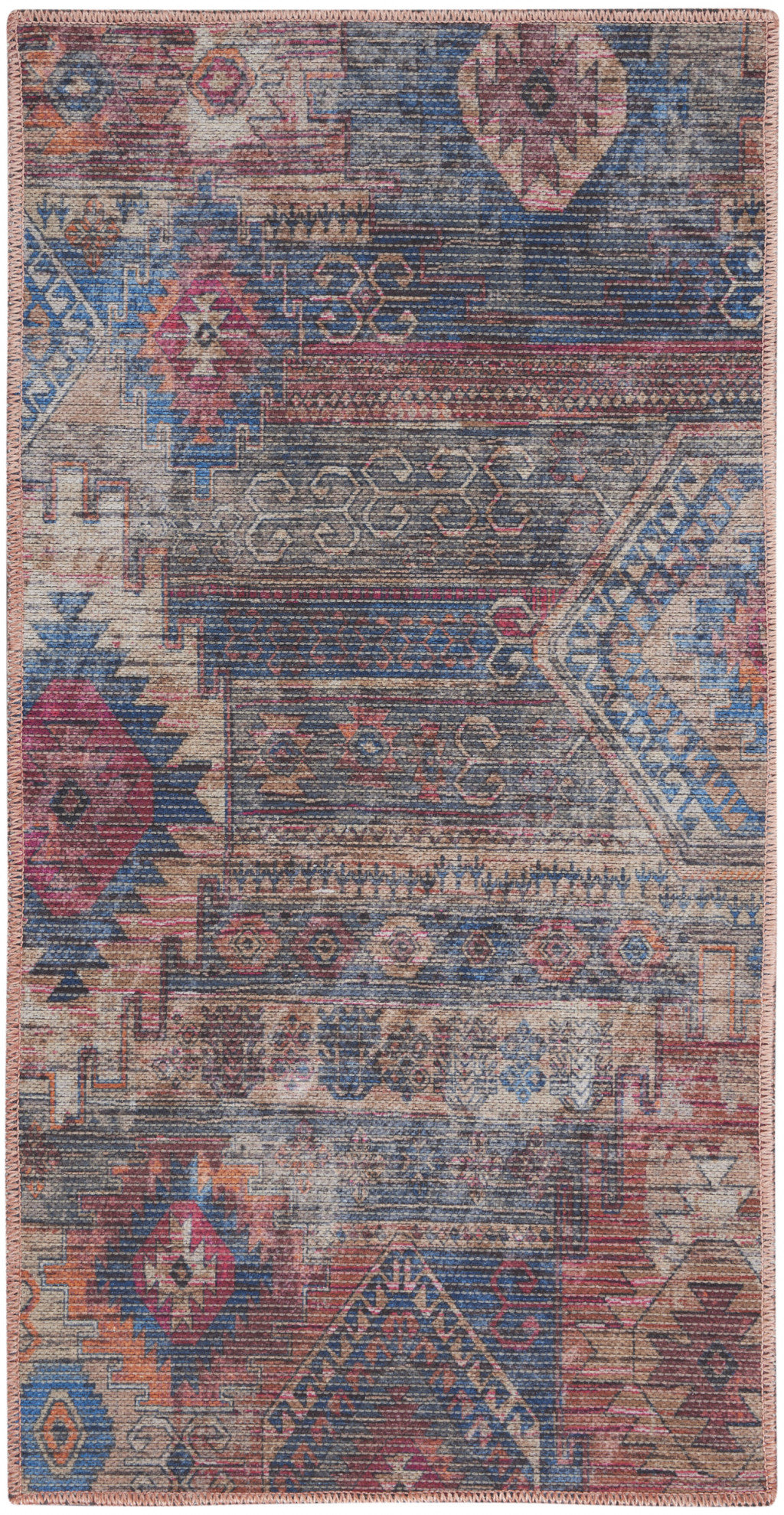 Red Barrel Studio® 2' X 4' Red And Blue Southwestern Power Loom ...