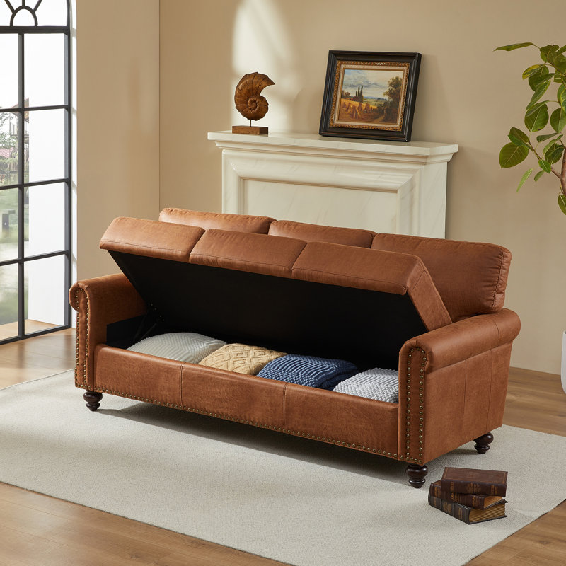Charlton Home® Denardo 80'' Rolled Arm Sofa with Storage | Wayfair