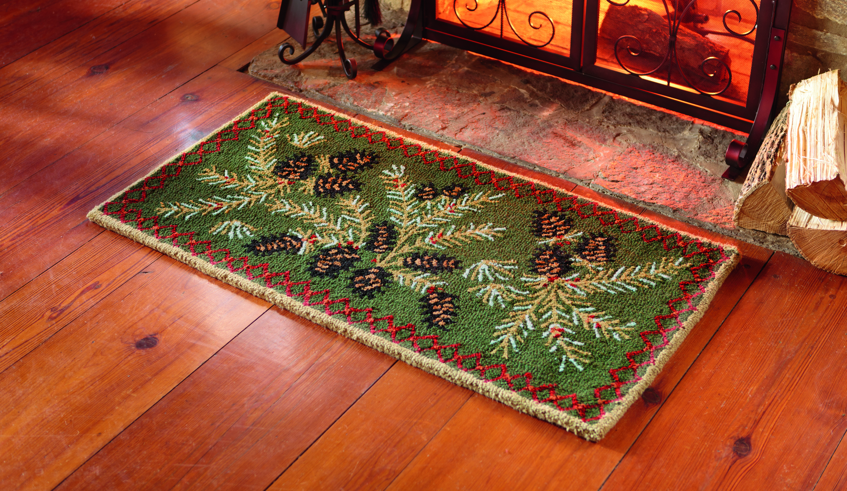 Plow & Hearth Hand Hooked Wool Floral Rug | Wayfair