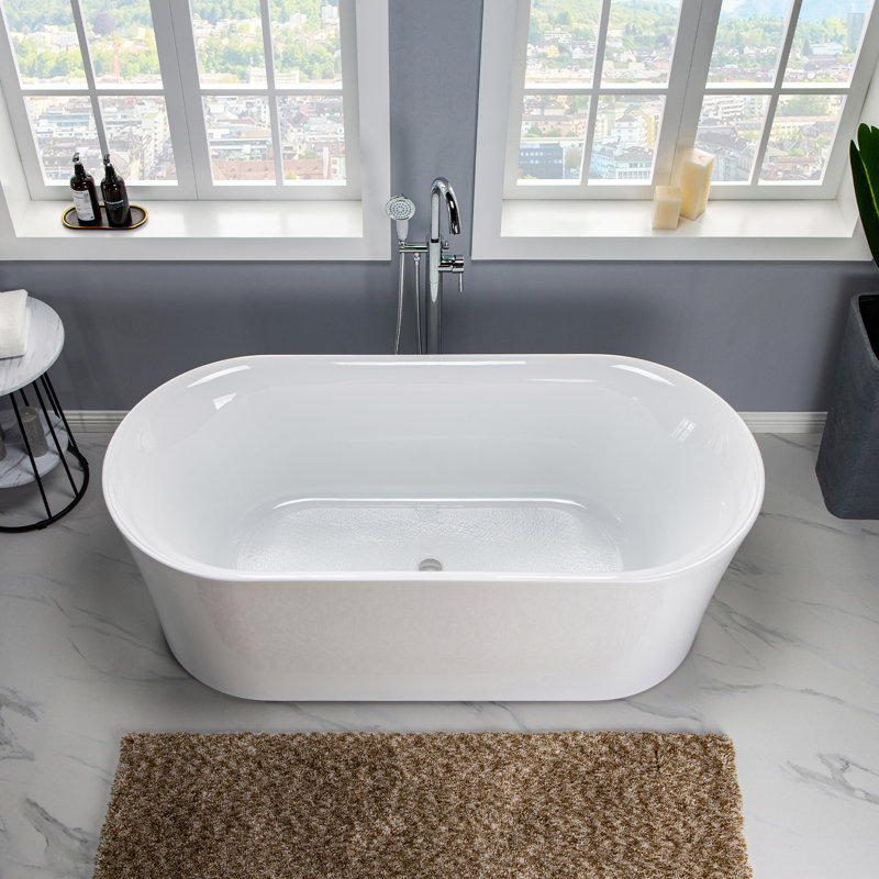 WoodBridge Freestanding Soaking Acrylic Curved Design Bathtub & Reviews ...