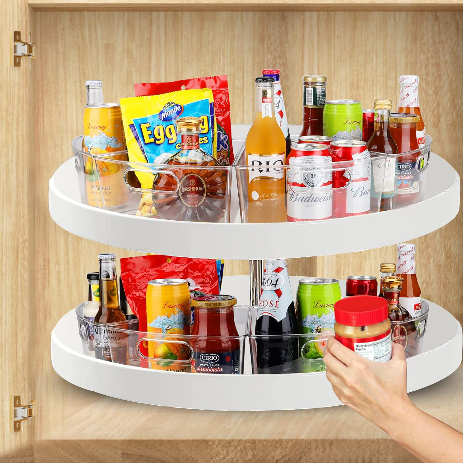 Rebrilliant Lazy Susan Organizer Bins, Corner Cabinet Organizer Clear ...