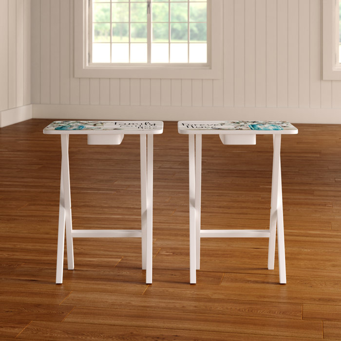 Laurel Foundry Modern Farmhouse Senters Wood Rustic TV Tray Table Set ...