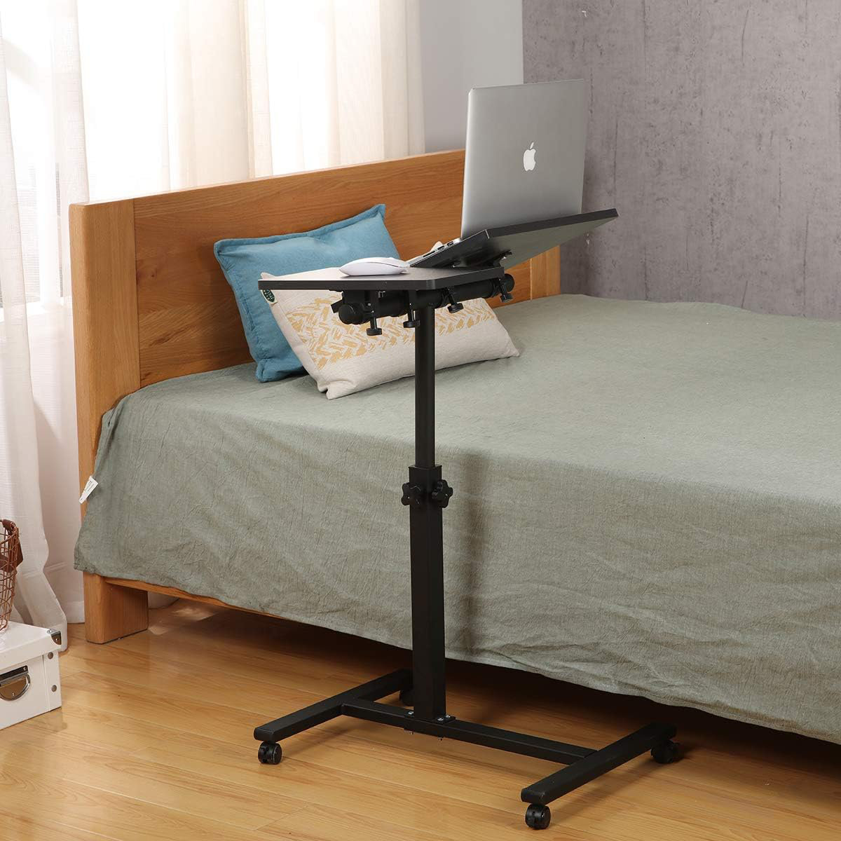 Inbox Zero Overbed Bedside Desk Mobile Rolling Laptop Stand Tilting ...