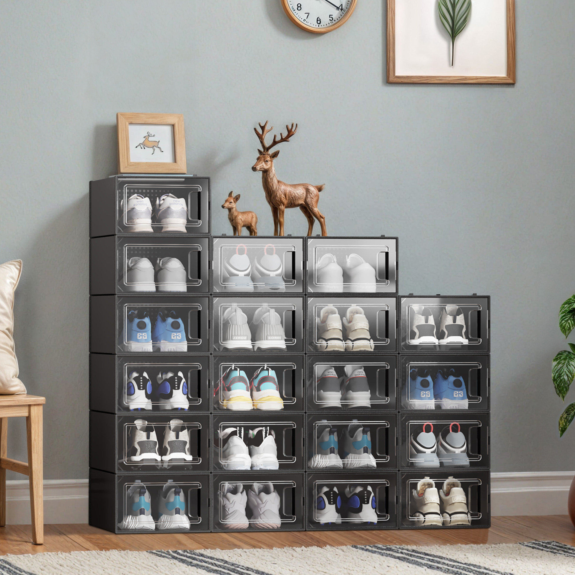 Rebrilliant 20 Pair Stackable Shoe Storage Box | Wayfair