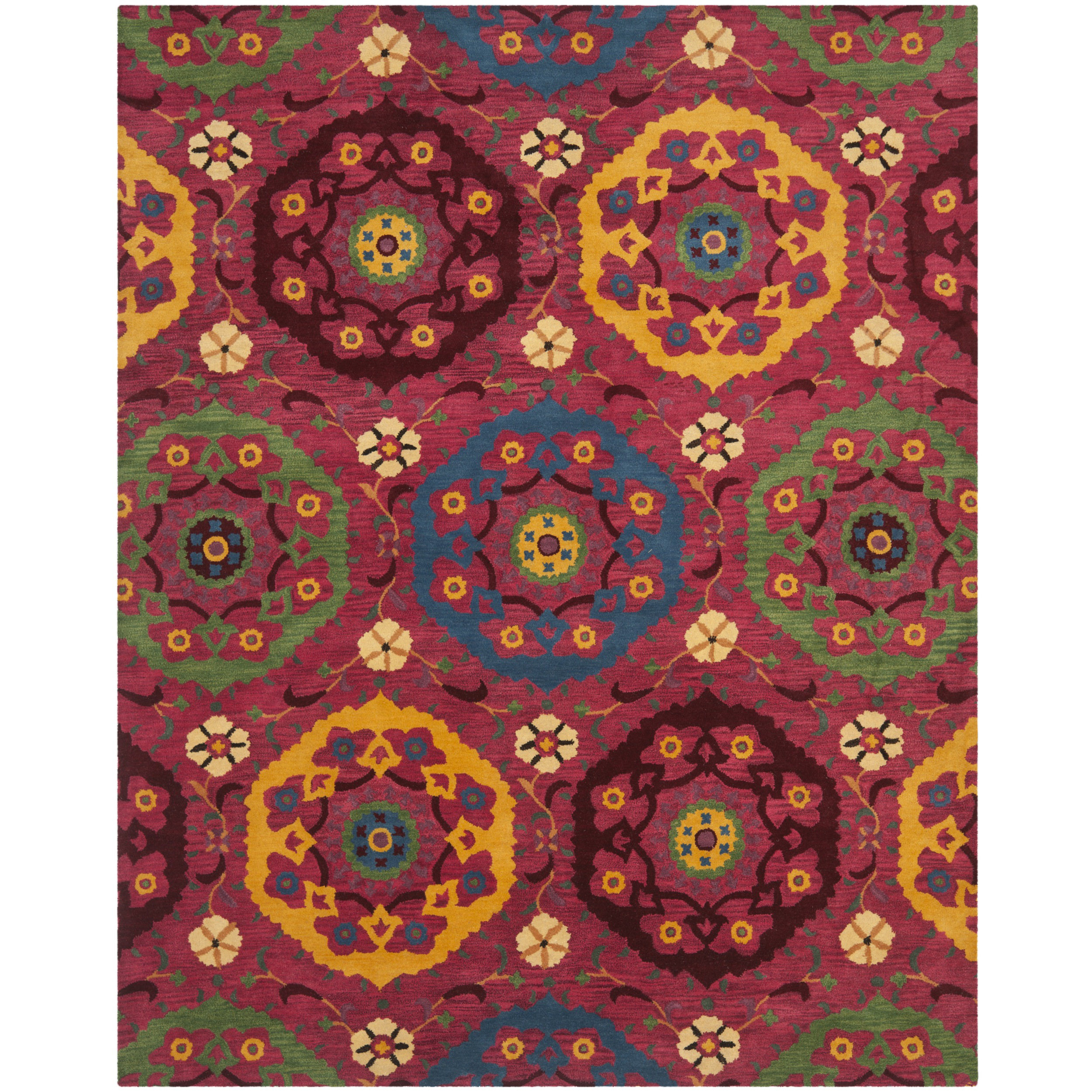 Safavieh Wyndham Hand Tufted Over Dyed Wool Pile Floral Rug | Wayfair