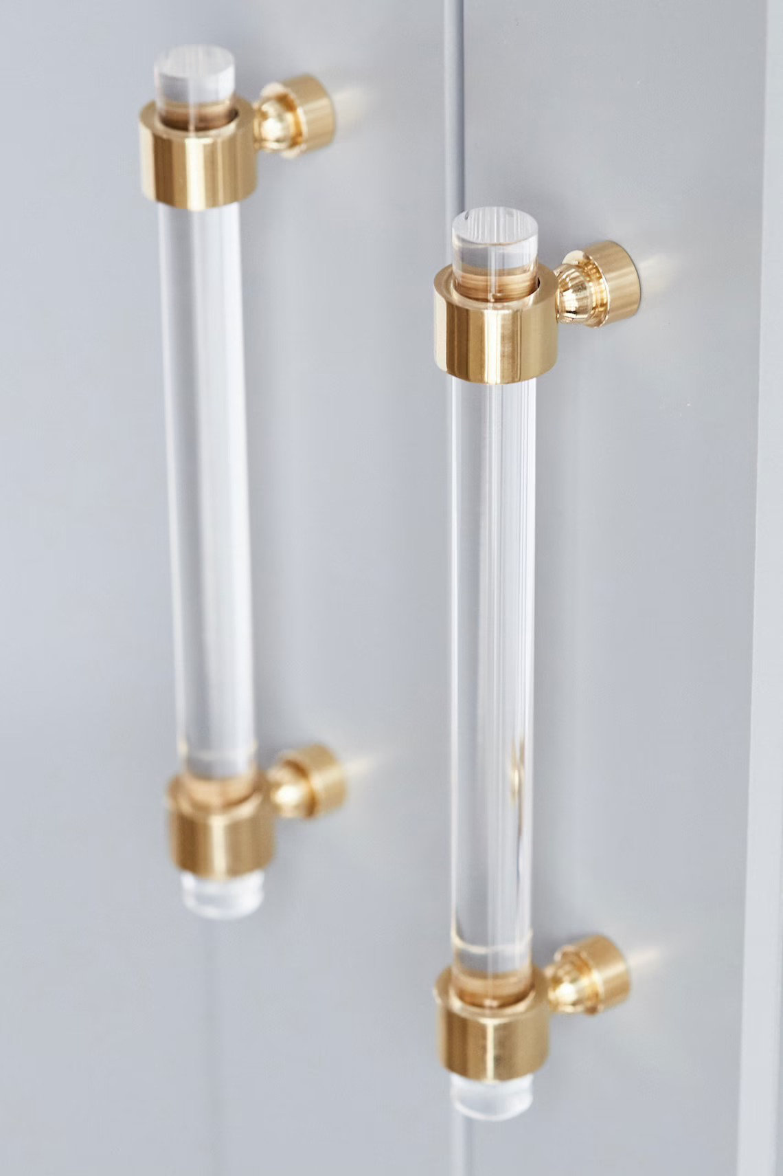 LuxHoldUps Slim Lucite Crown Drawer Pulls - Clear Lucite And Polished ...