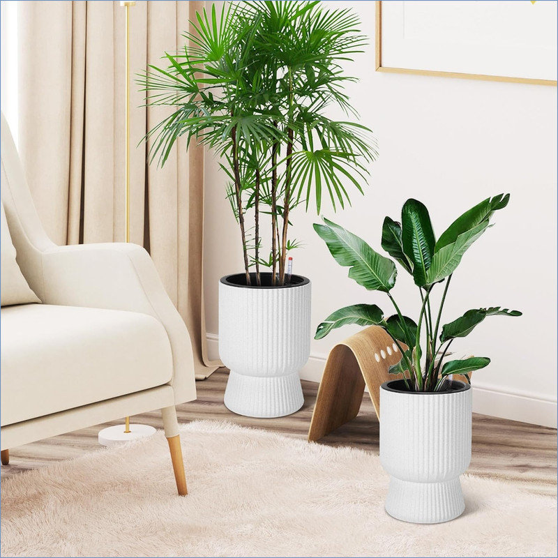 Ebern Designs 14 Inch Plant Pots, Self Watering Planters Set of 2 with ...