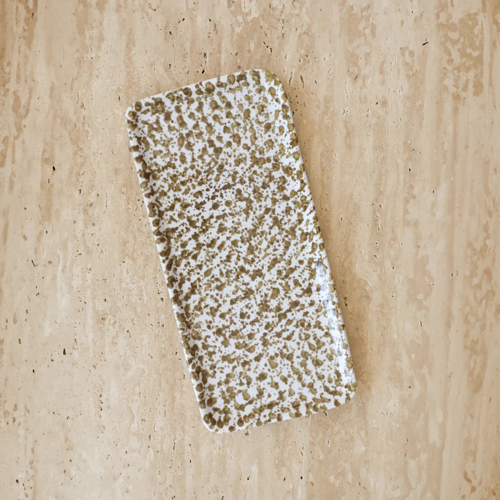 Everly Quinn Handcraft Ceramic Plate With Beige Granito Pattern ...