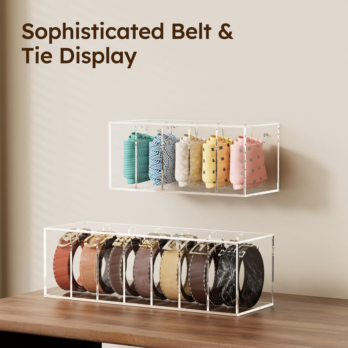 Rebrilliant Belt Organizer, Acrylic Belt Storage For Closet With Dust ...