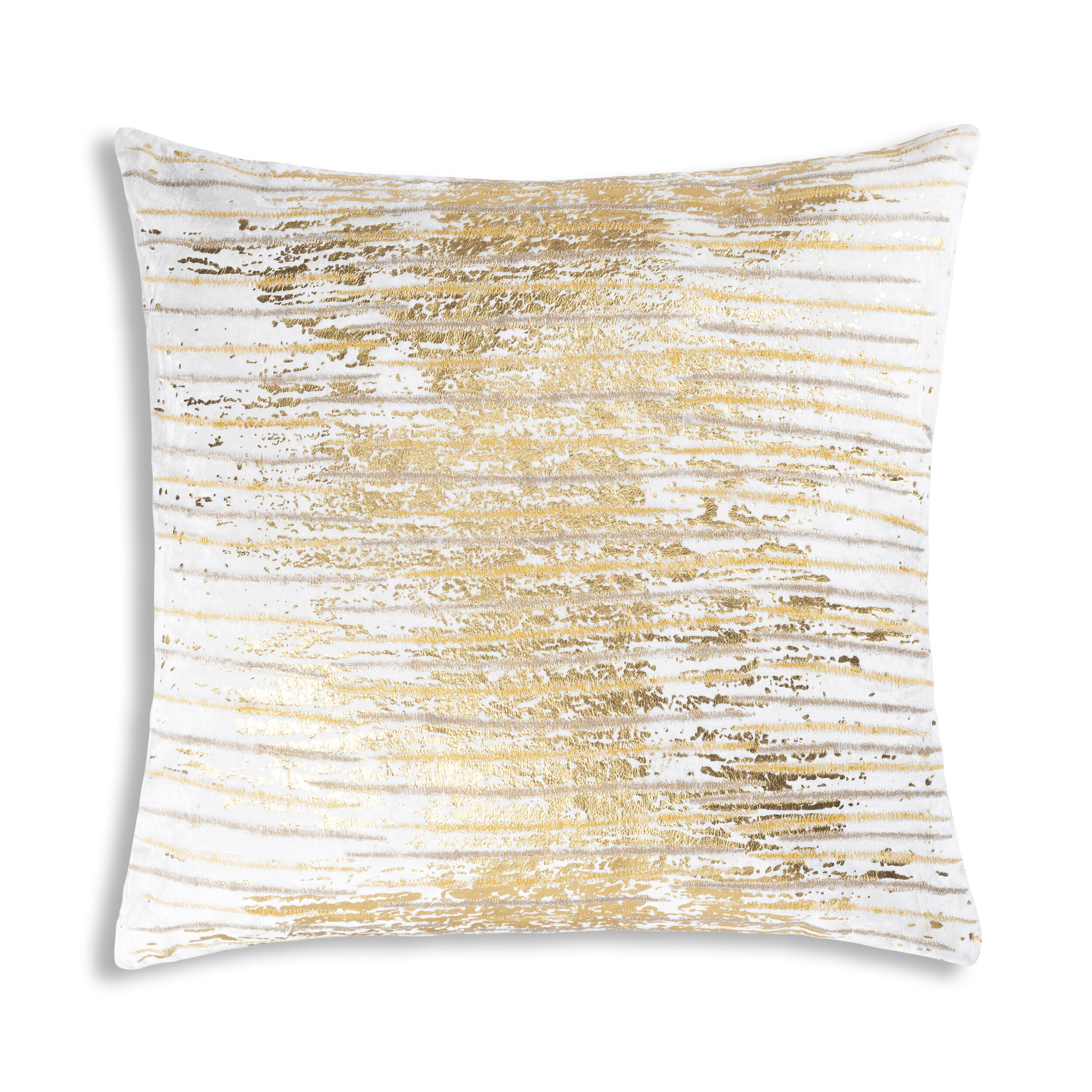Marie Burgos Design Verona Gold/Ivory Square Velvet Pillow Cover ...