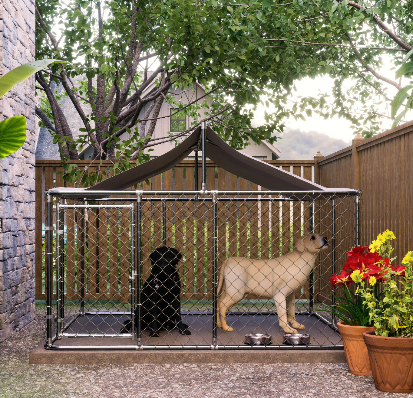 Thanaddo Metal Yard Dog Kennel With Canopy and Lockable Door & Reviews ...
