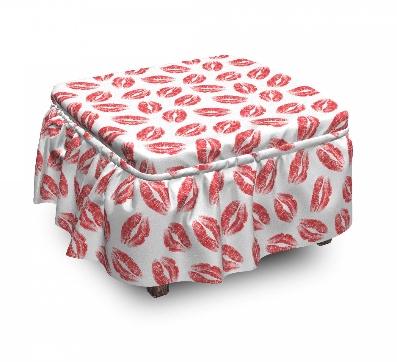 East Urban Home Woman Lipstick Lips Print Ottoman Slipcover | Wayfair