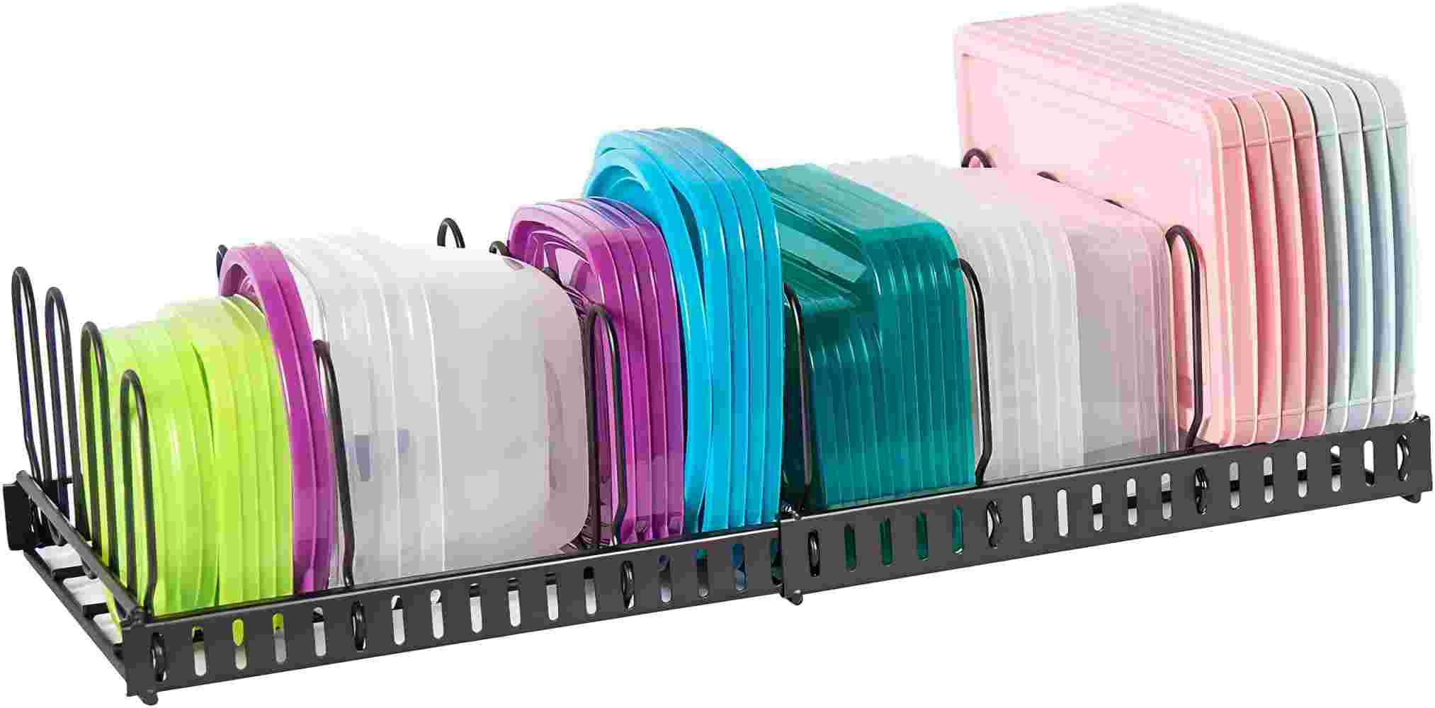 Latitude Run® Expandable Food Container Lid Organizer,Large Capacity ...