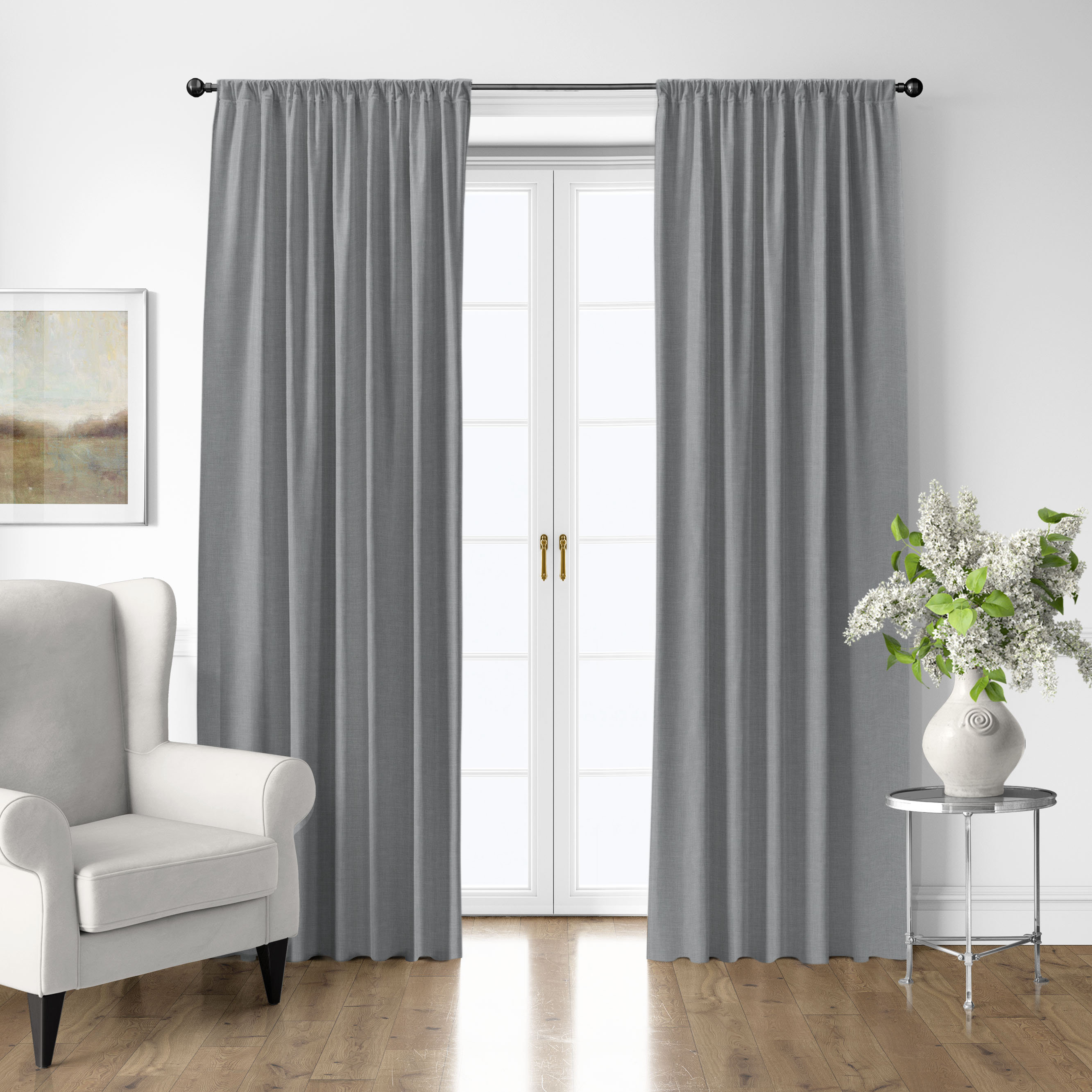 6ix Tailors Fine Linens Shay Solid Gray Cotton Simple Top Pocket ...