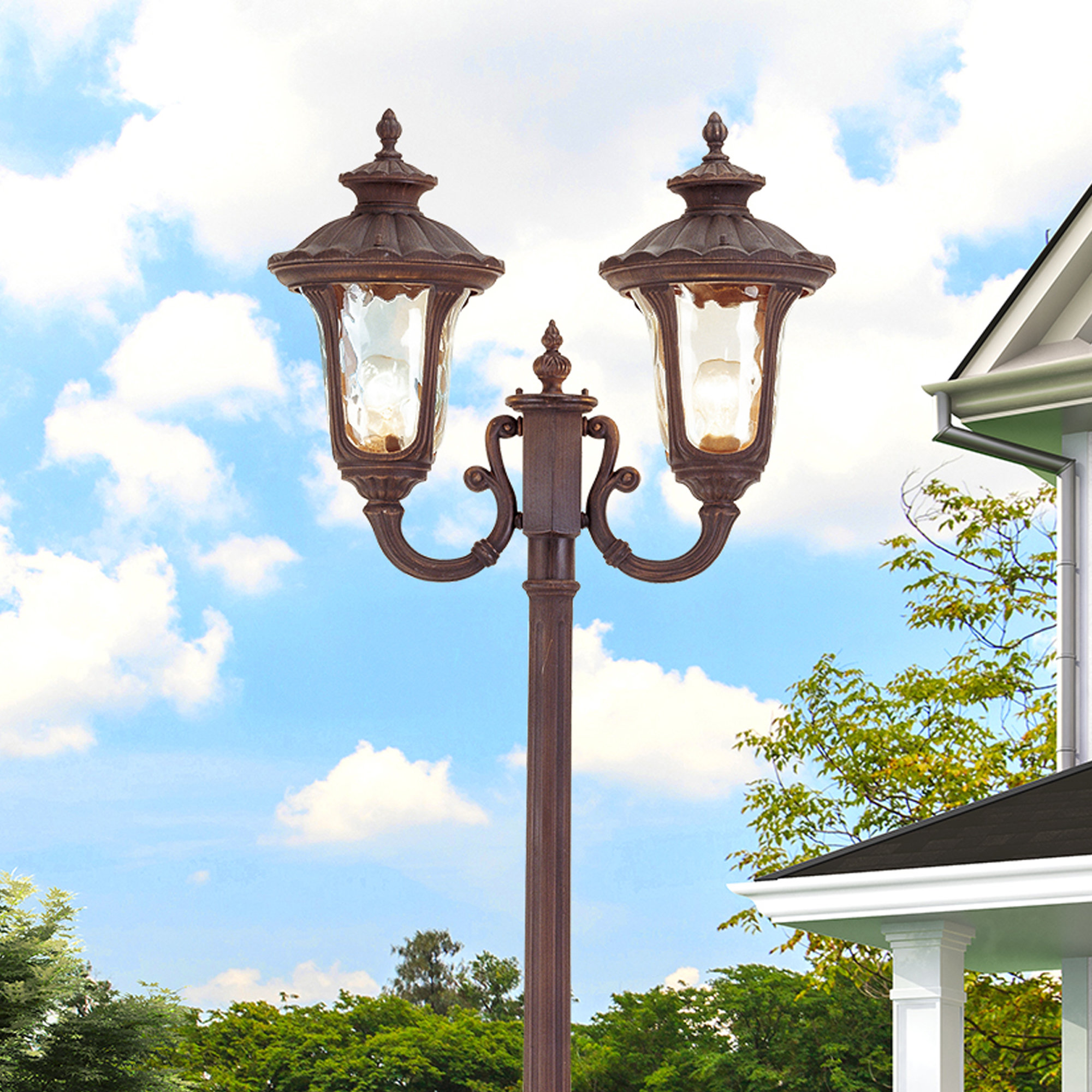 Lark Manor™ Arelene Outdoor 2 -Light 87" H Lamp Post (Full) | Wayfair