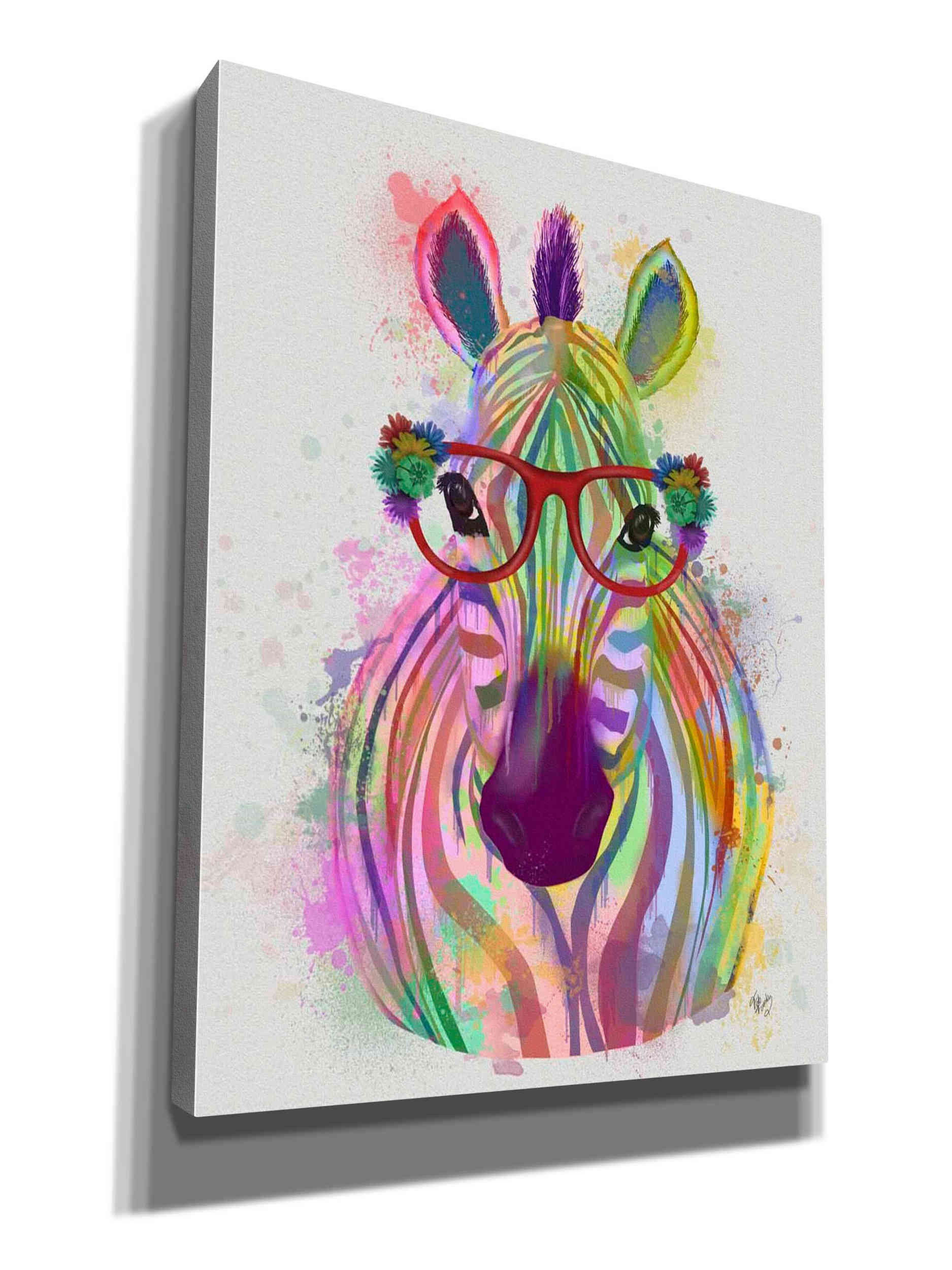 Trinx Zebra Rainbow Splash 1 by Fab Funky - Wrapped Canvas Graphic Art ...