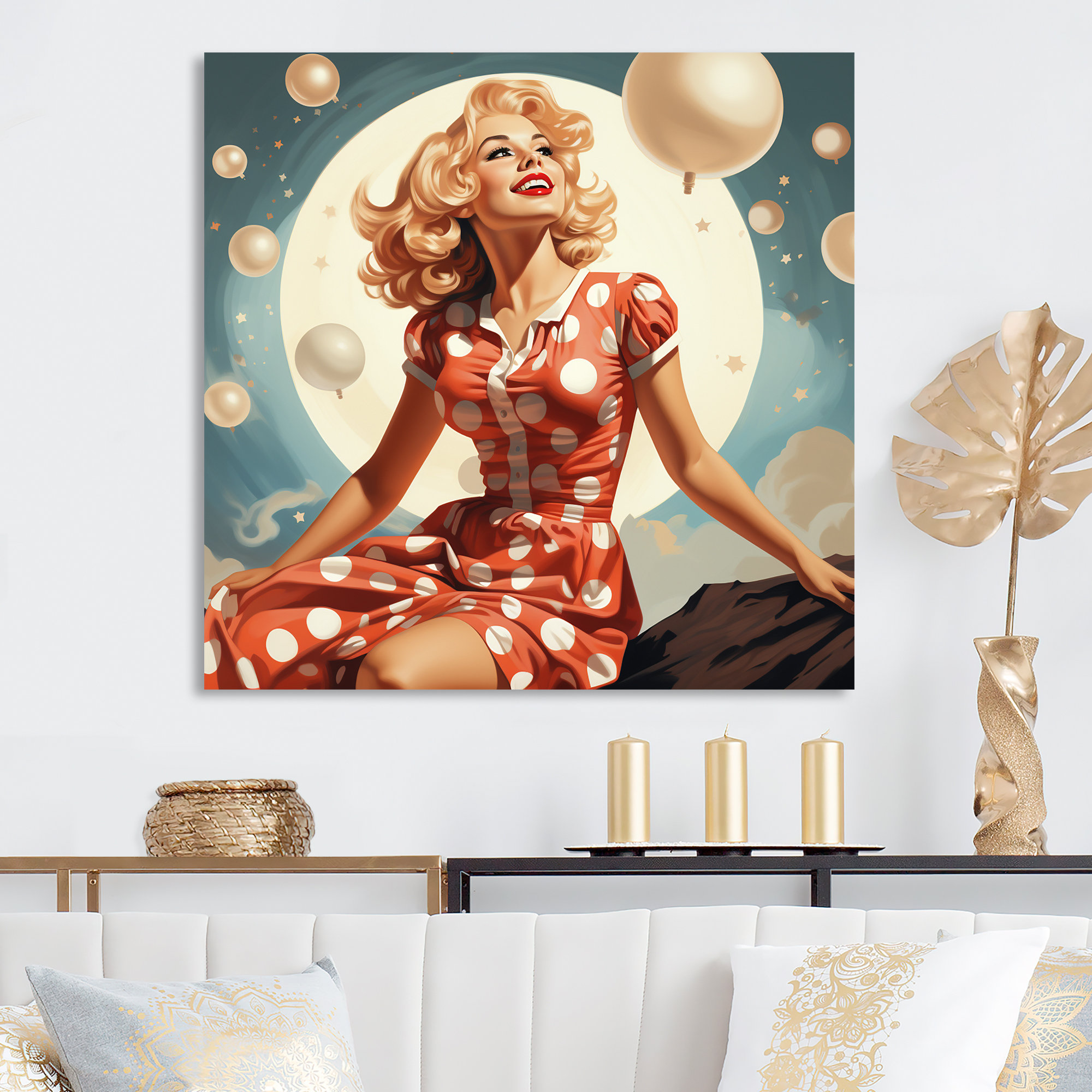 Mercer41 Golden Glamour Woman Pop Art Pin-Up - Pop Art Metal Wall Art ...