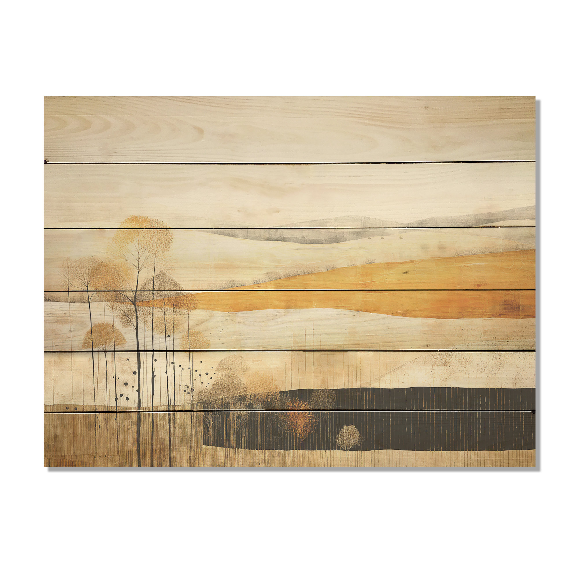 Brayden Studio Bold Muted Tone Countryside Landscape - Countryside Wood ...