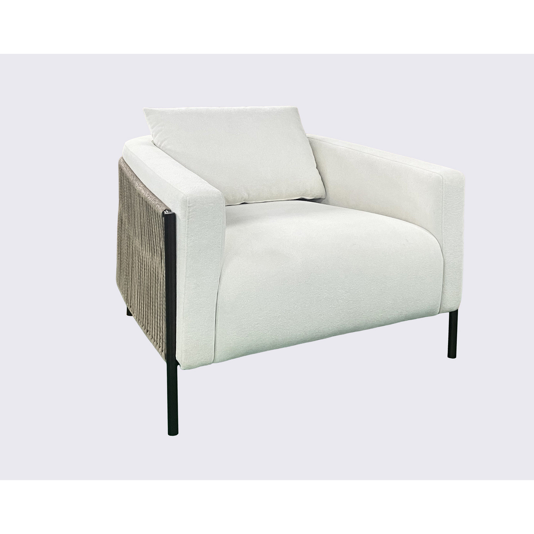 Dakota Fields Cream White Rope Exterior Accent Chair, High Density ...