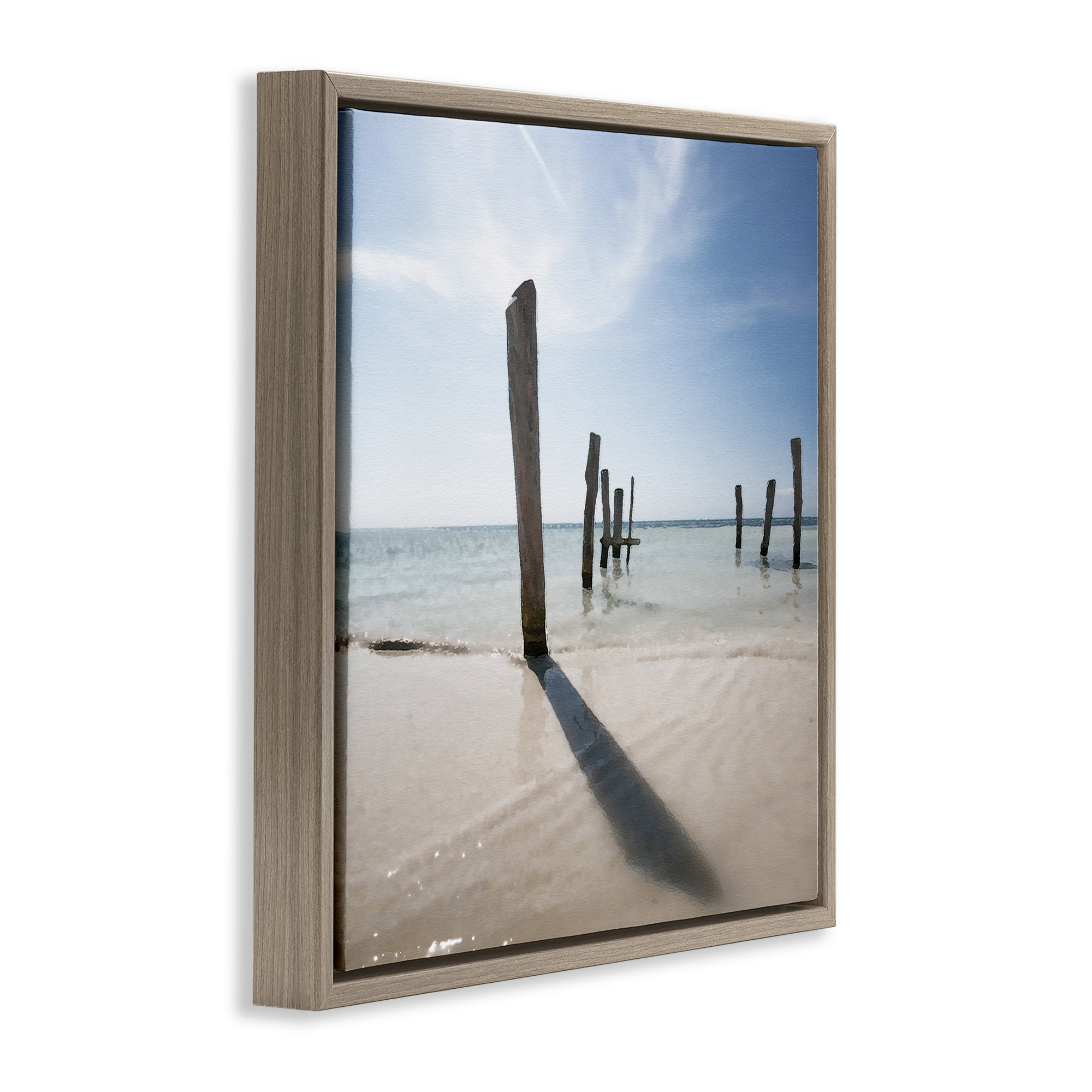 Dovecove Eight Beach Posts Framed Floater Canvas Wall Art by Noah Bay ...