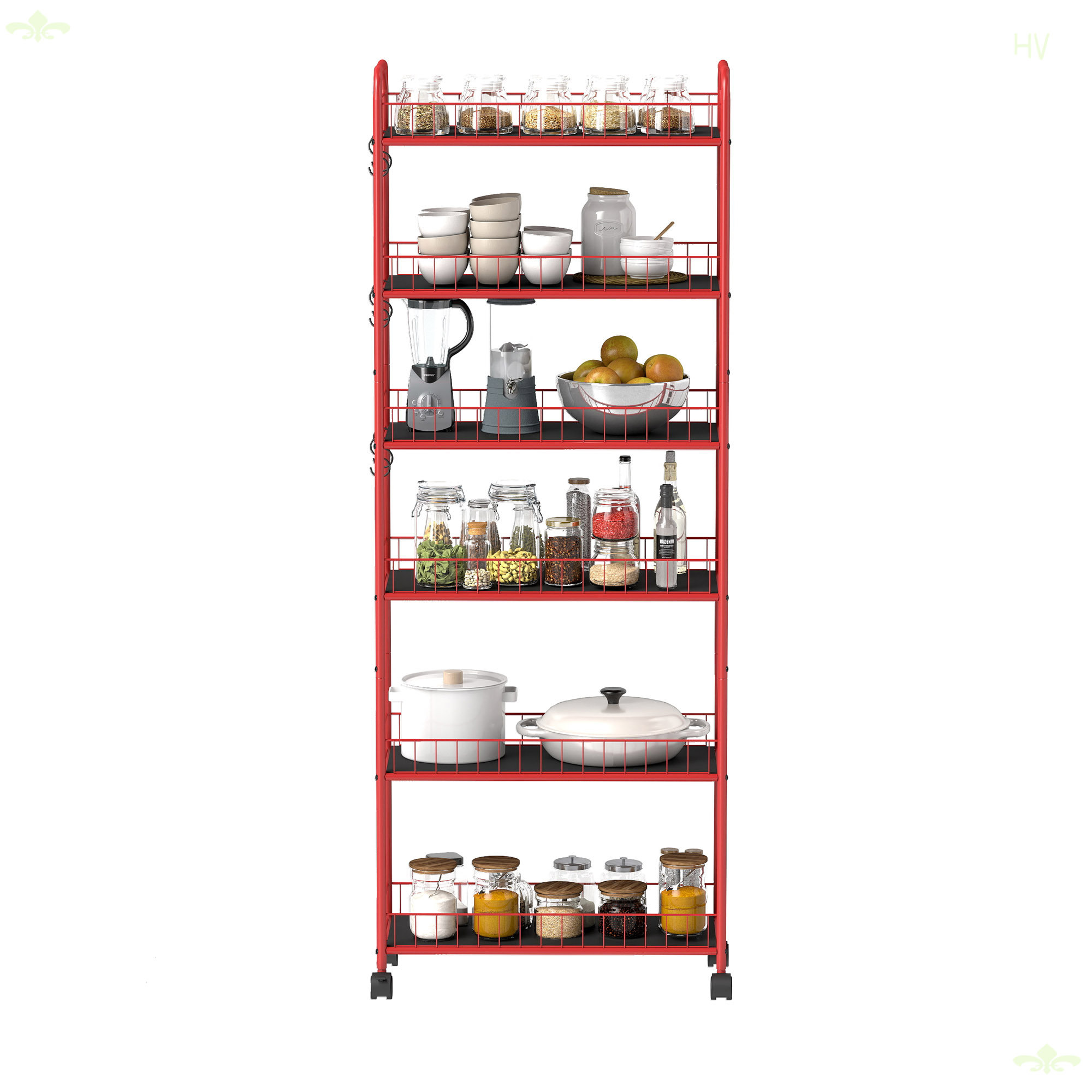 Ebern Designs 6 Tier Slim Rolling Storage Cart, Mobile Shelving Unit ...