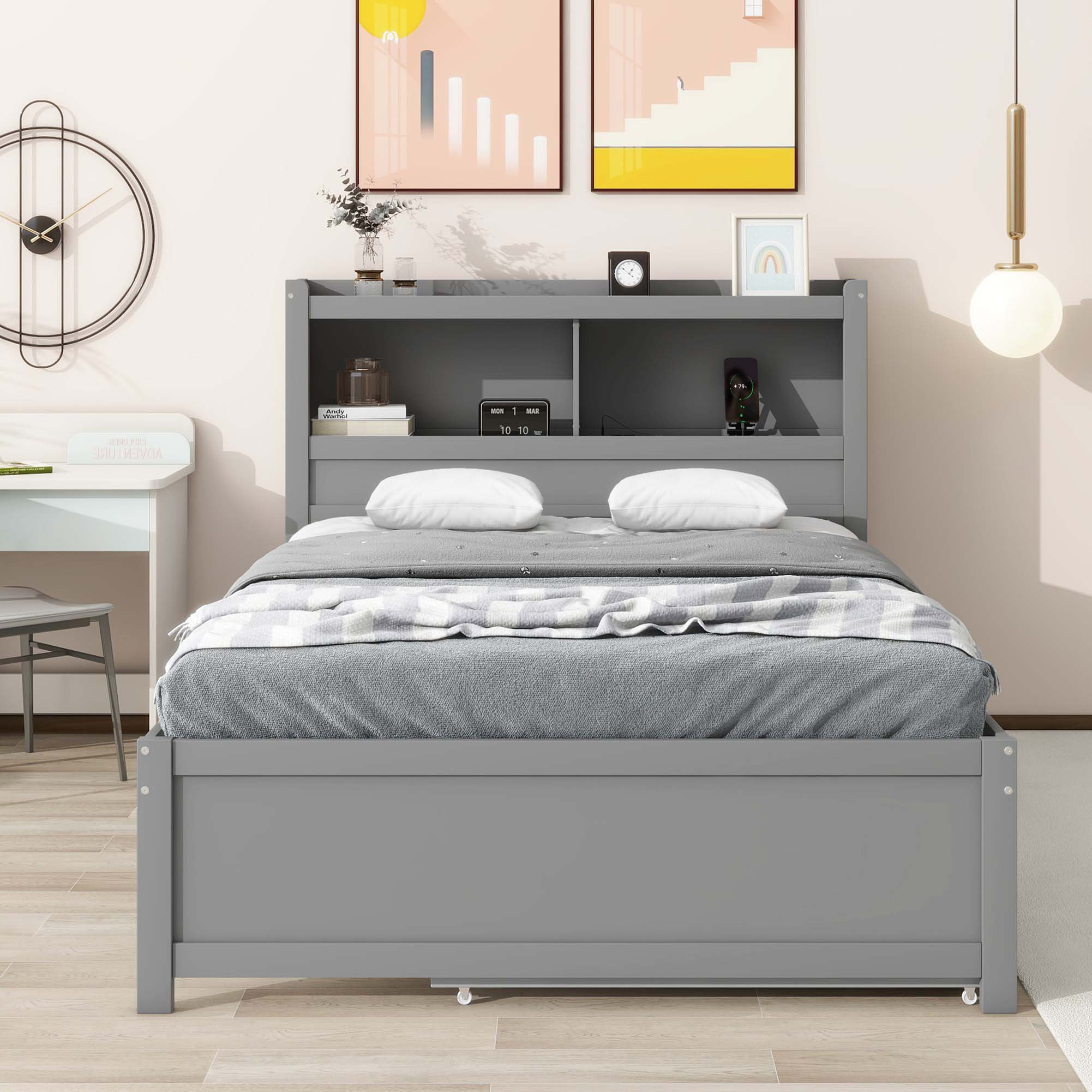 Latitude Run® Platform Bed With Trundle, Drawers And USB Plugs | Wayfair