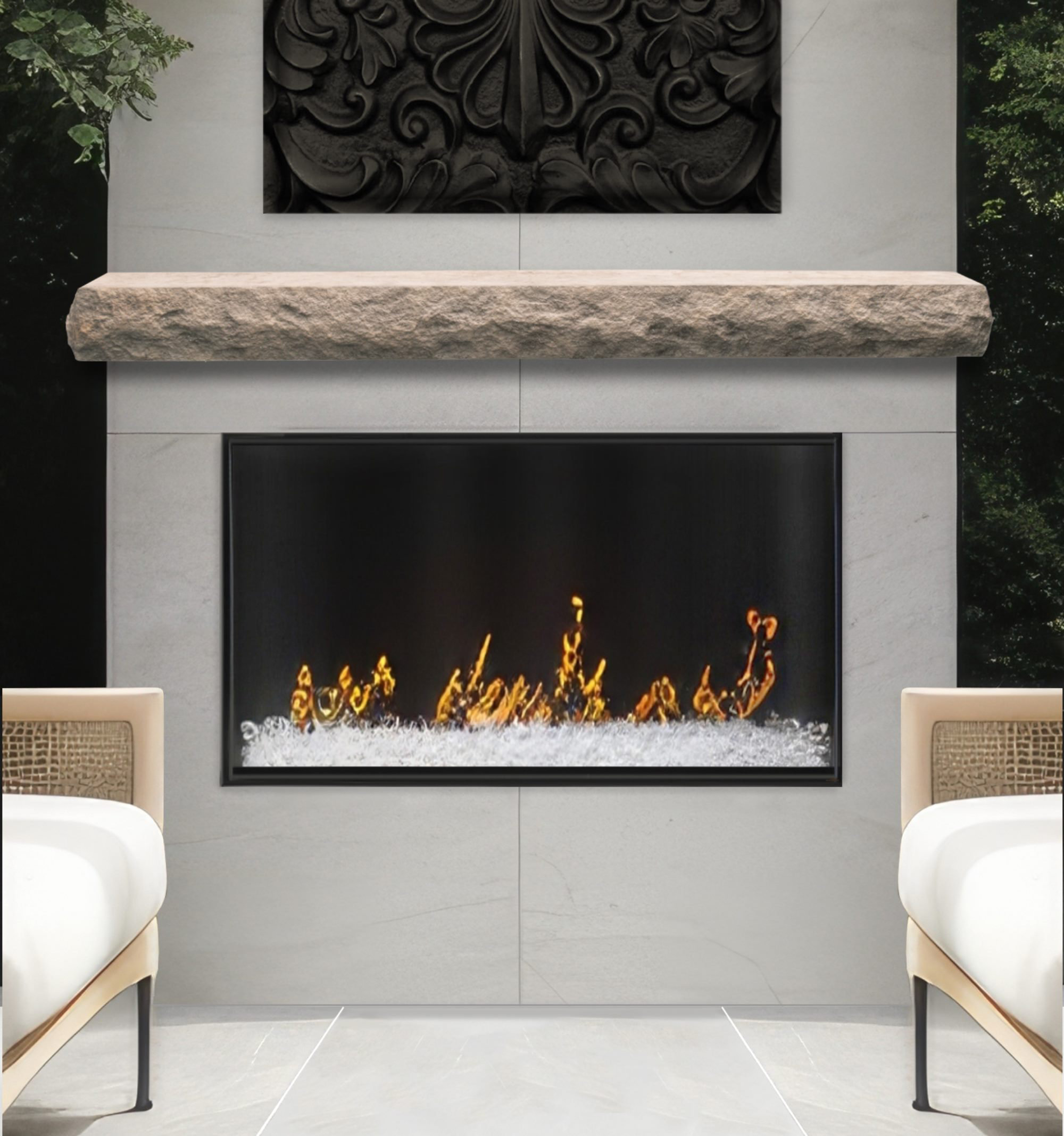 Pearl Mantels Natural Cut Stone Edge Non-Combustible Mantel Shelf ...