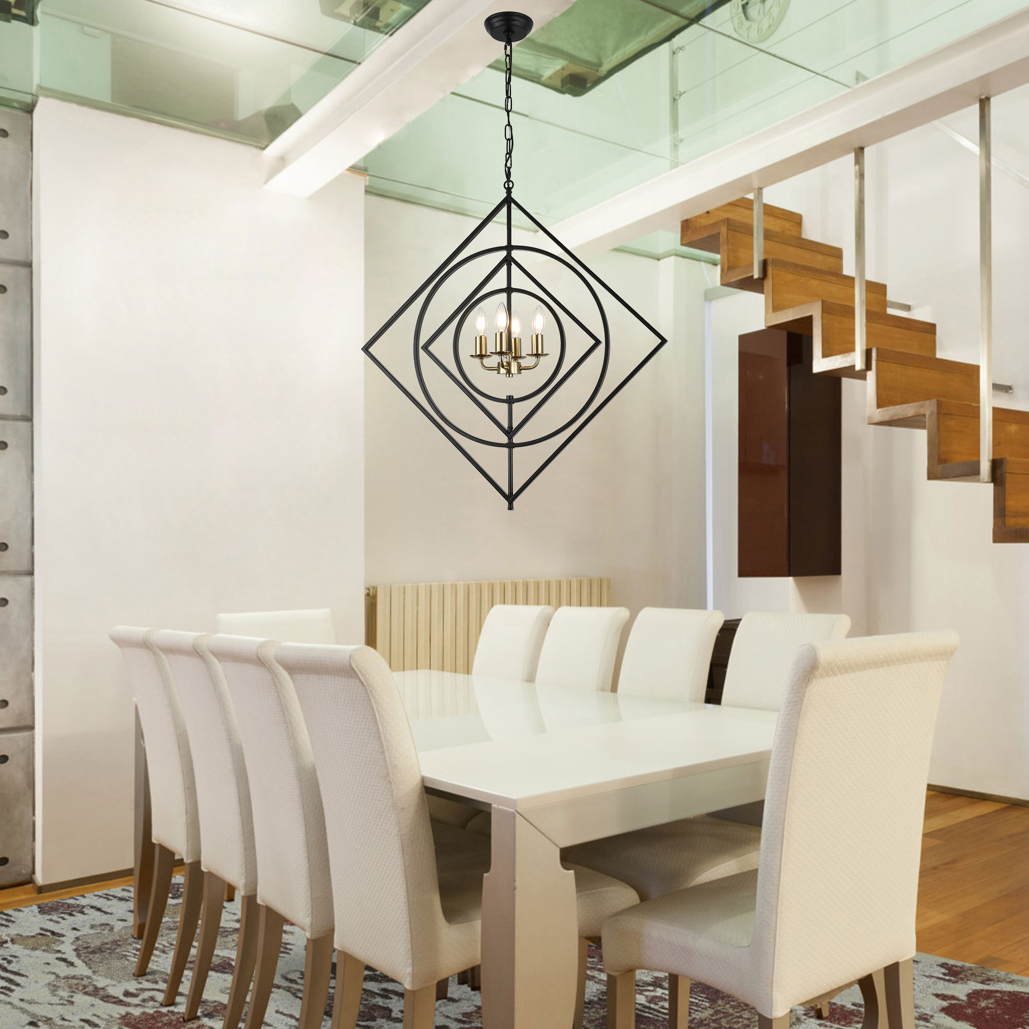 17 Stories Lucrece 4 - Light 30.6" Industrial DIY Shape Chandelier ...