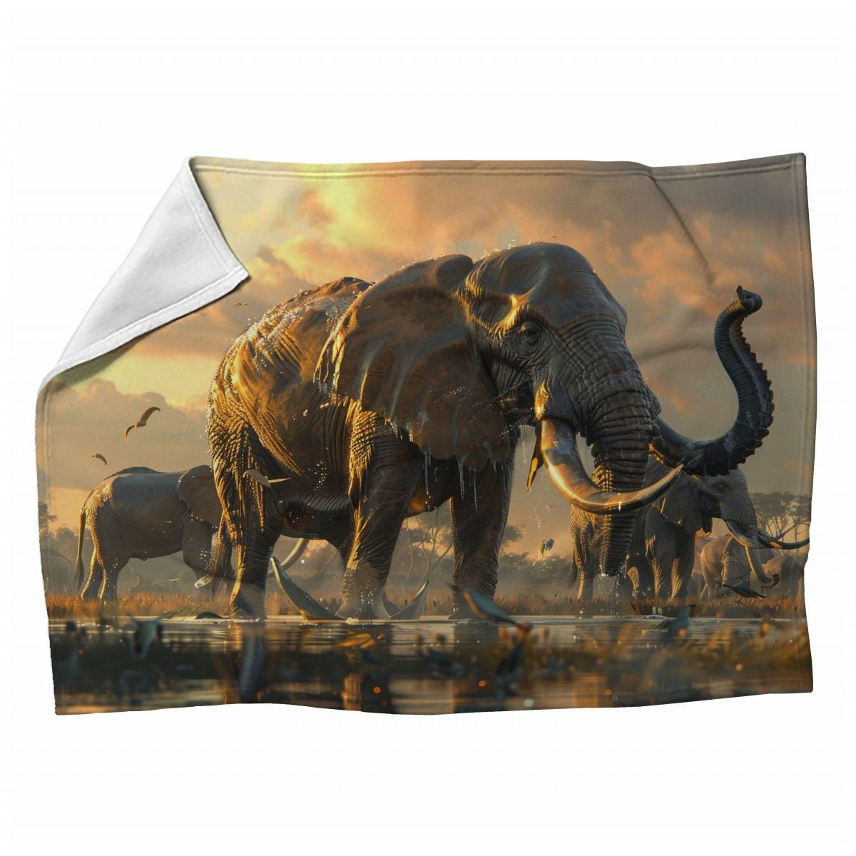 VisionDecor Elephants Fleece Throw Blanket - Wildlife Warm Soft ...