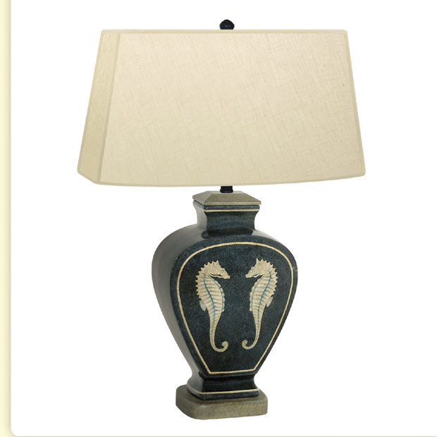 JB Hirsch Home Decor Twin Seahorse Hand Painted Porcelain 29" Table ...