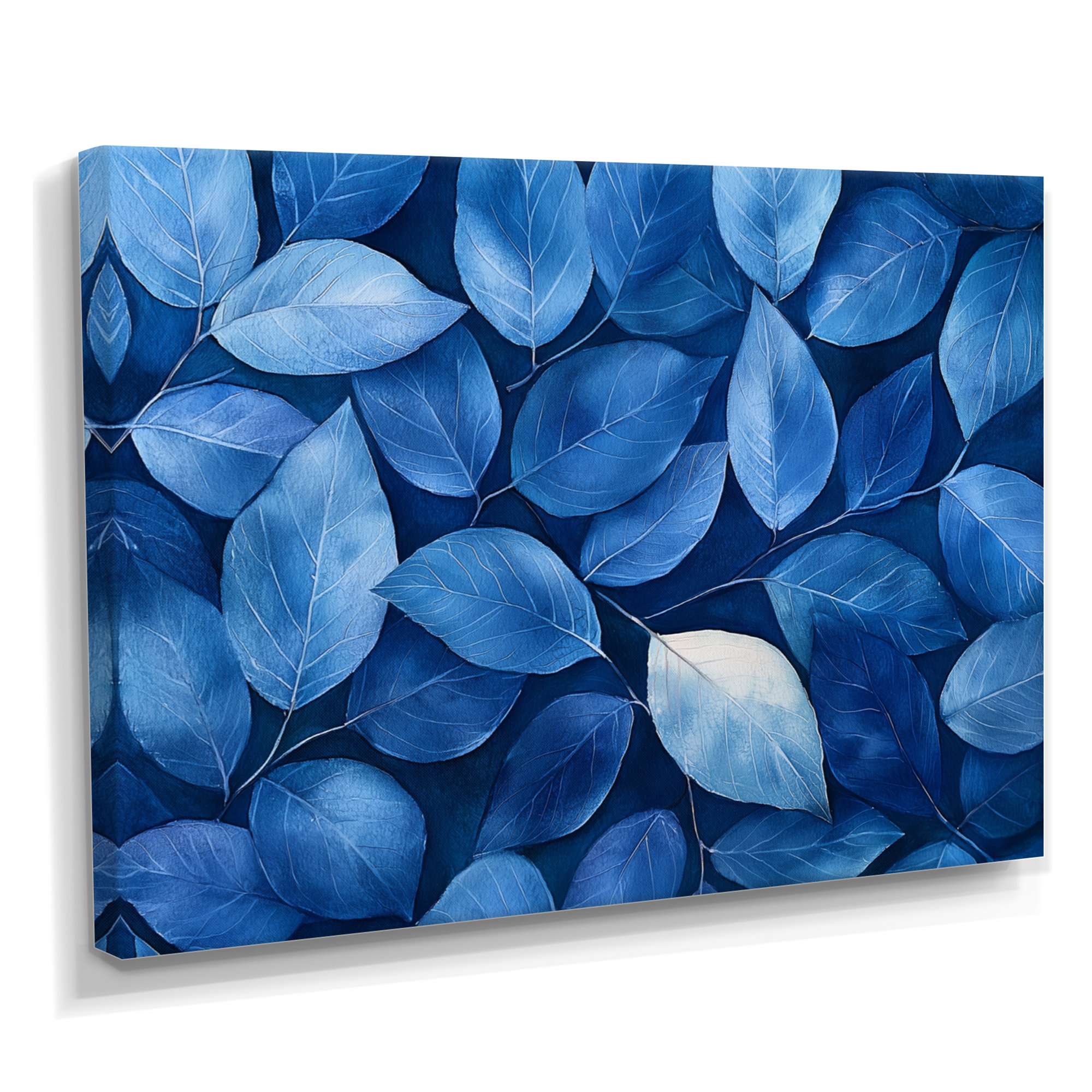 Winston Porter Indigo Leaves Foliage Collage II - Leaves Large Wall Art ...