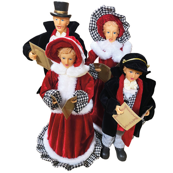 The Holiday Aisle® 4 Piece Houndstooth Caroling Family Set & Reviews ...