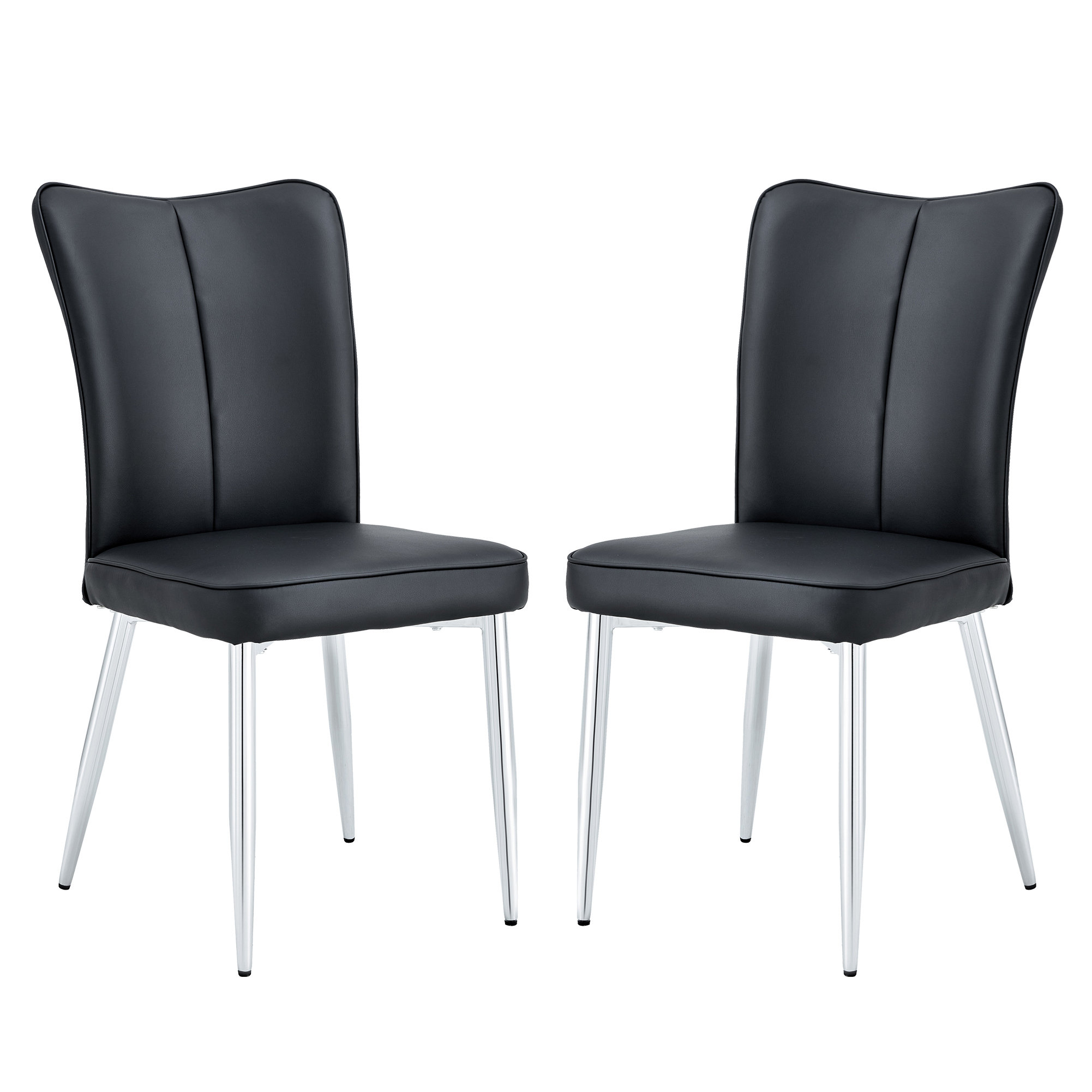 Corrigan Studio® Modern Dining Chairs, PU Leather Curved Backrest And ...