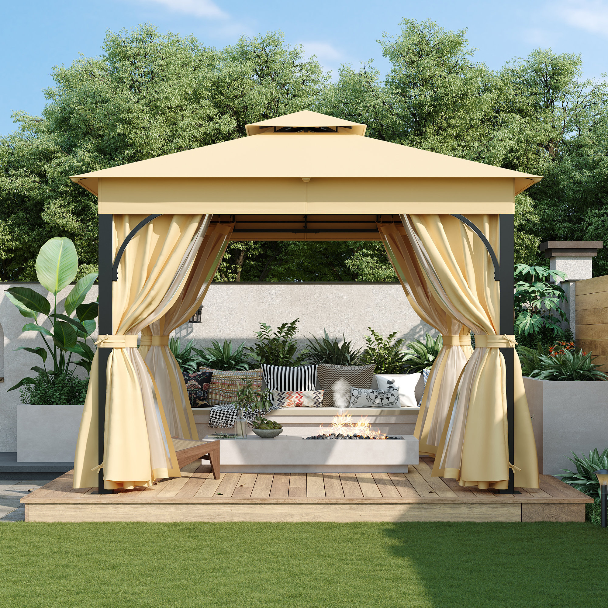 G6 GROUP LLC Terrace gazebo with mosquito net and privacy screen | Wayfair