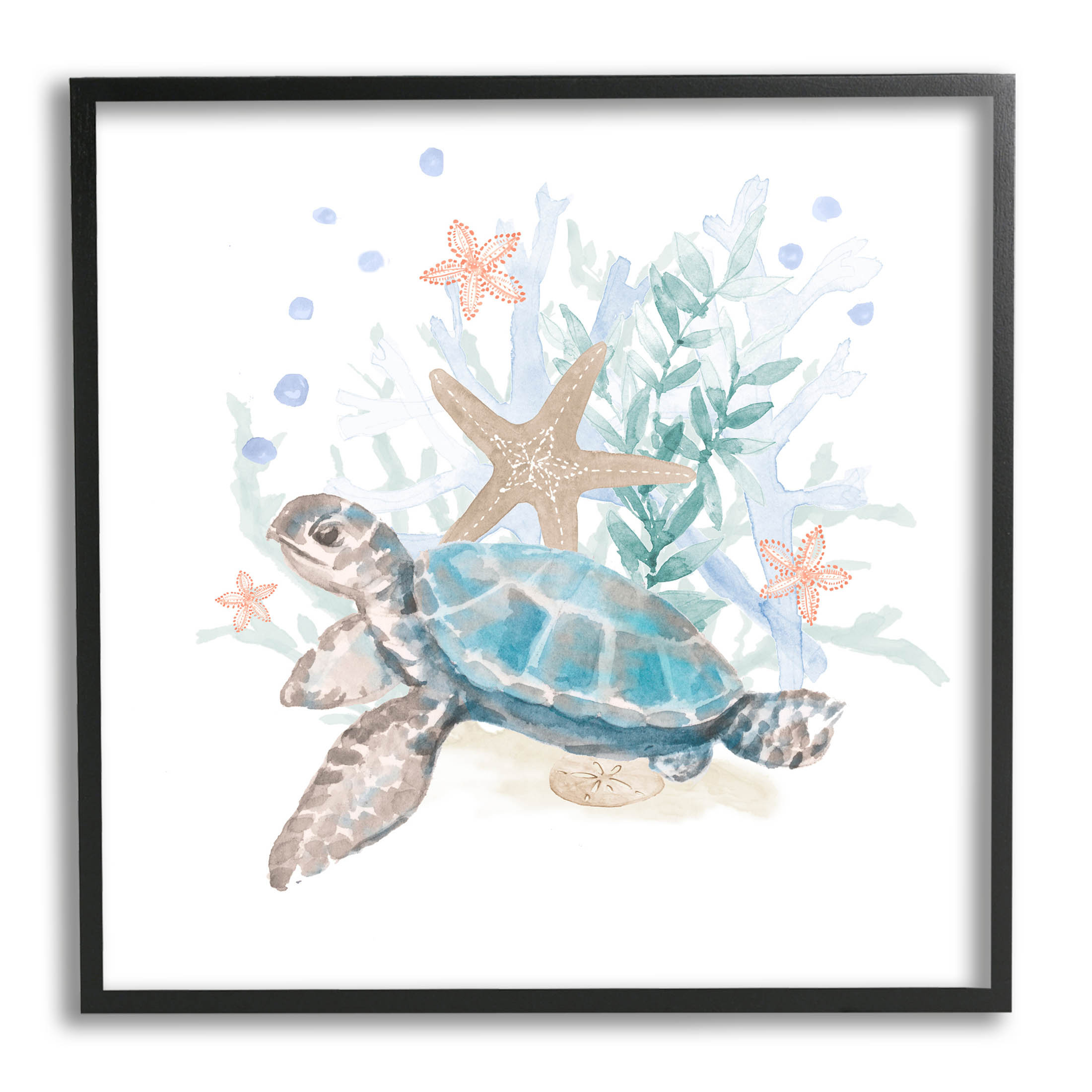 Stupell Industries Mixed Sea Life Tortoise Swimming Giclee Art By Lanie ...