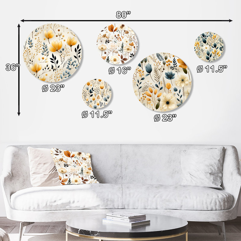 Design Art Earthy Flora III - Plants Plants Round Wall Art Set Of 5 ...
