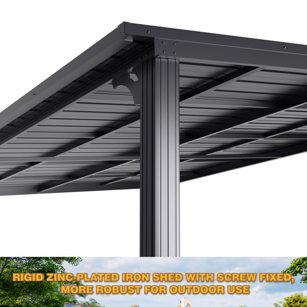 Veikous Feria 14'W x 10'D Manual Slope Patio Awning in Black & Reviews ...