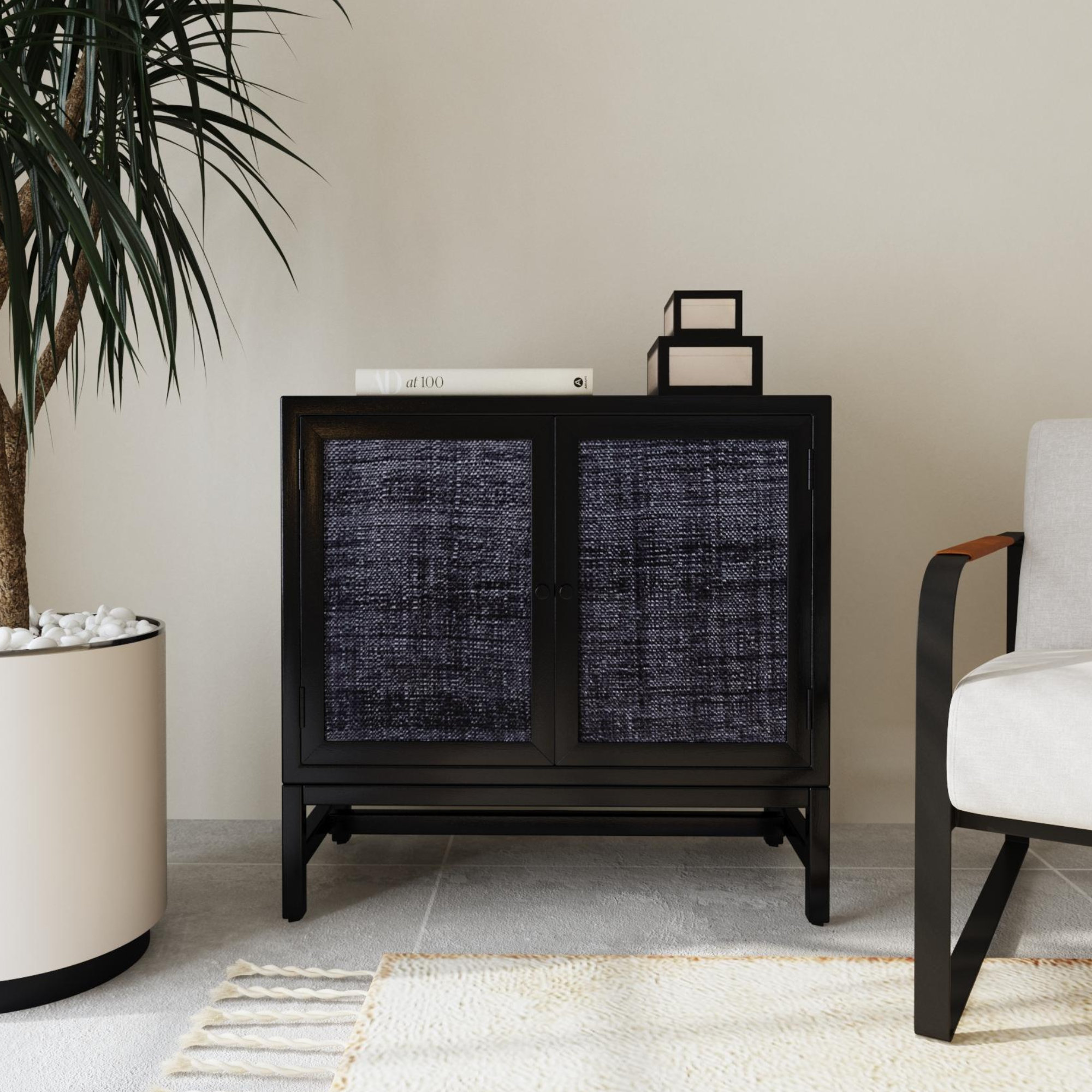 Indigo Road by Egypt Sherrod Raffia Paneled 2 Door Storage Cabinet | Wayfair