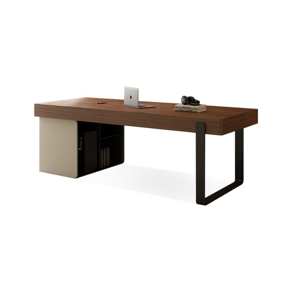 Hokku Designs Walnut Rectangular Manufactured Wood with 3 drawers desk ...
