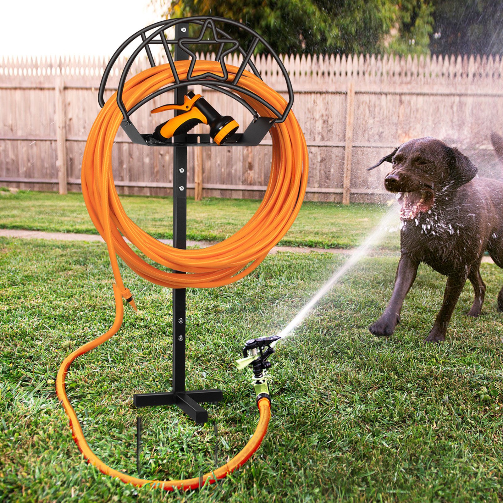 WaLensee Metal Hose Holder Freestanding Water Hose Holder Hose Hanger ...